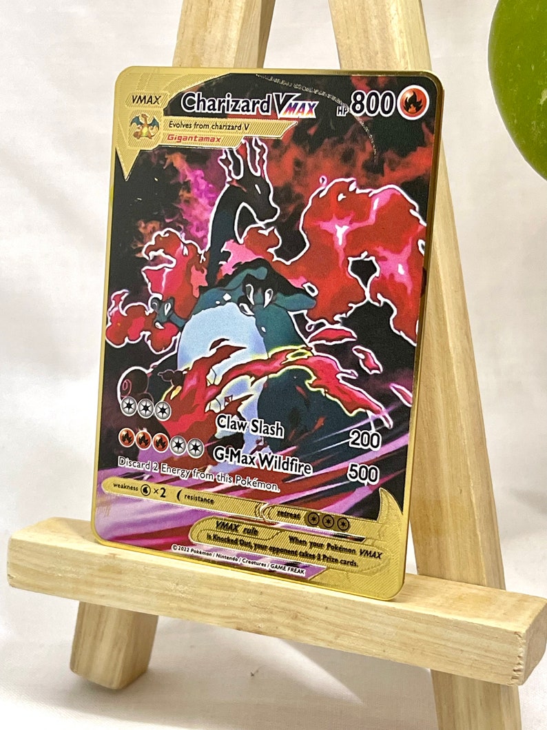 Charizard VMAX 800HP Gold Metal Pokémon Card RED EDITION - Etsy
