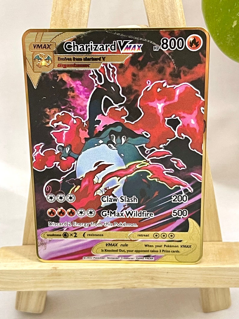 Charizard VMAX 800HP Gold Metal Pokémon Card RED EDITION - Etsy