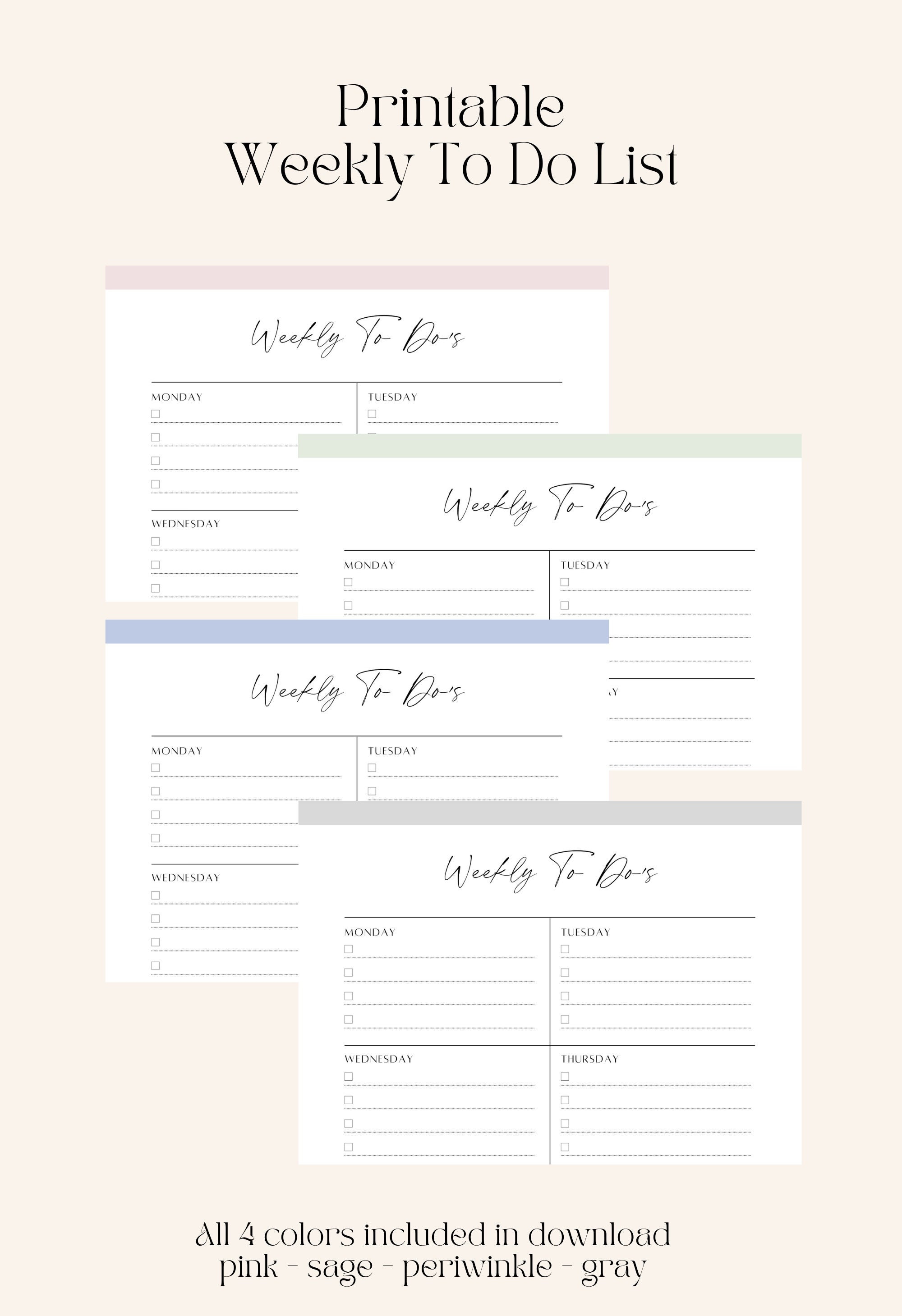 Printable Weekly to Do List - Etsy