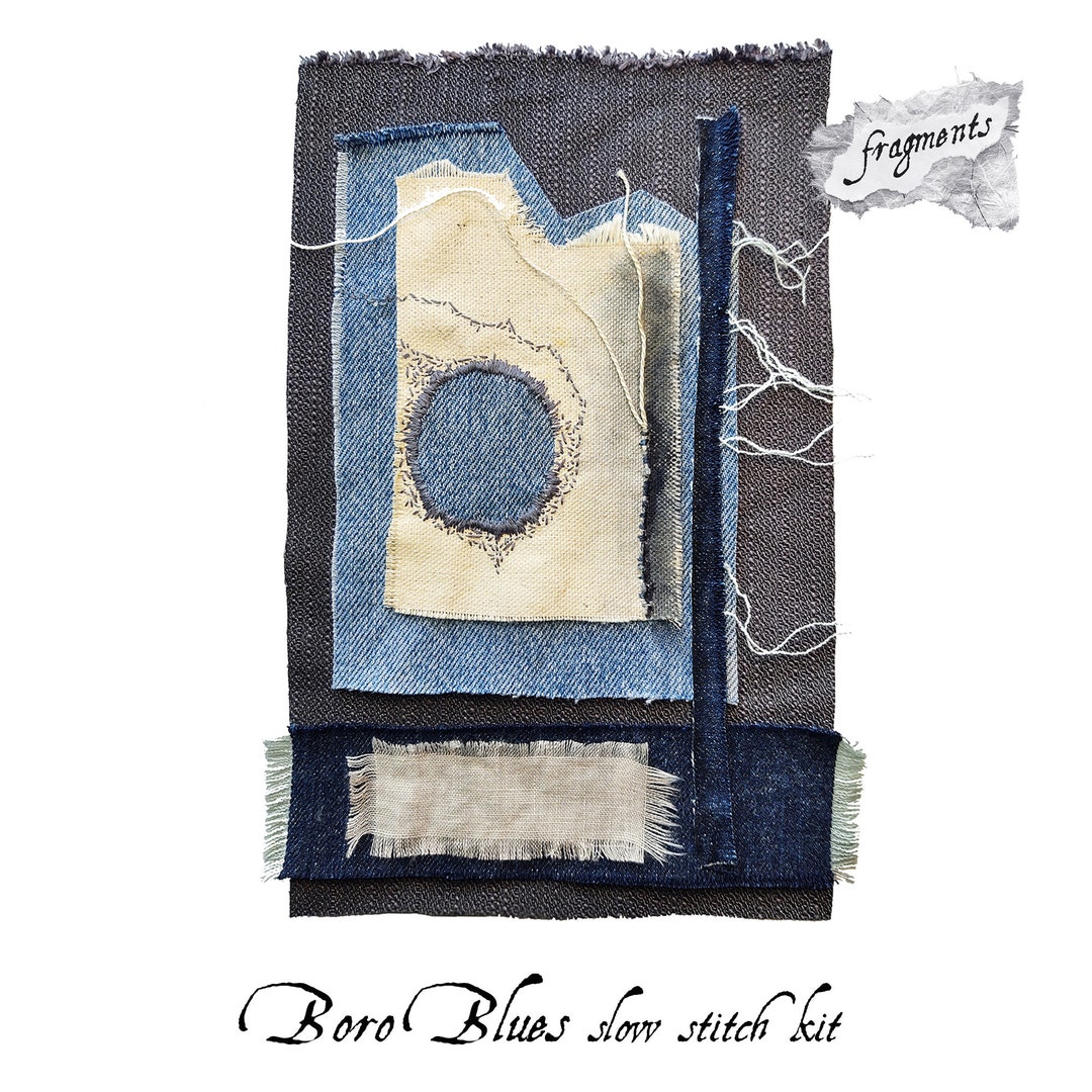 Boro Blues Slow Stitch Kit Textile Art Hand Painted Fabric - Etsy