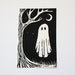 Spooky Boy // Cute Ghost Linocut Print 4"× 6" - Etsy