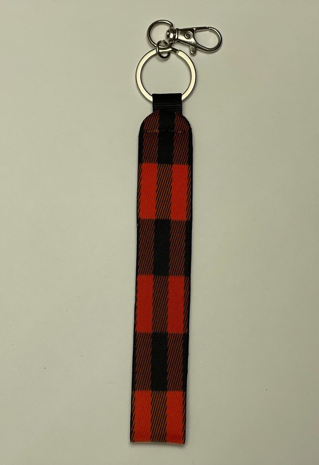 Red and Black Checkered Keychain Wristlet Lanyard With Hook. 5.25 ...