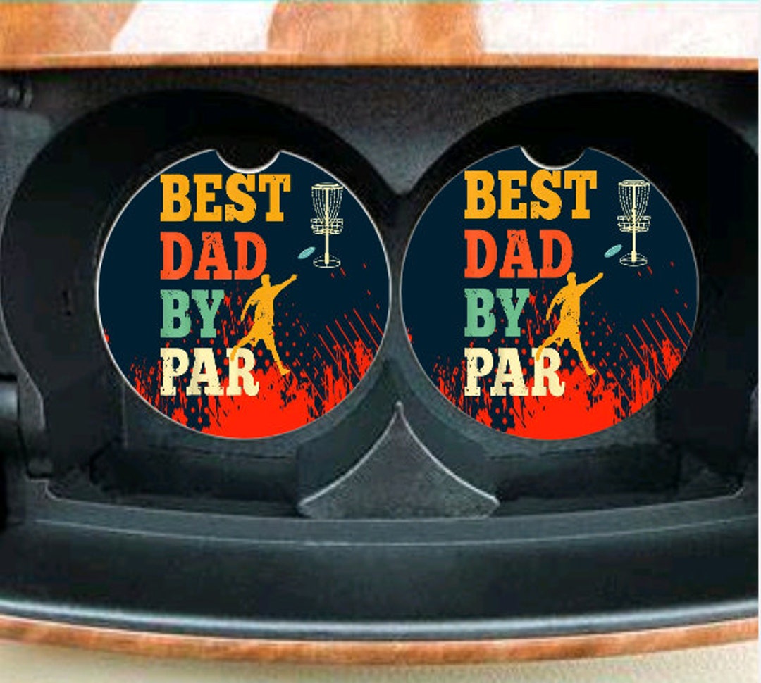 Best Dad by Par Car Coasters. Man Playing Disc Golf. Navy Blue and Red ...