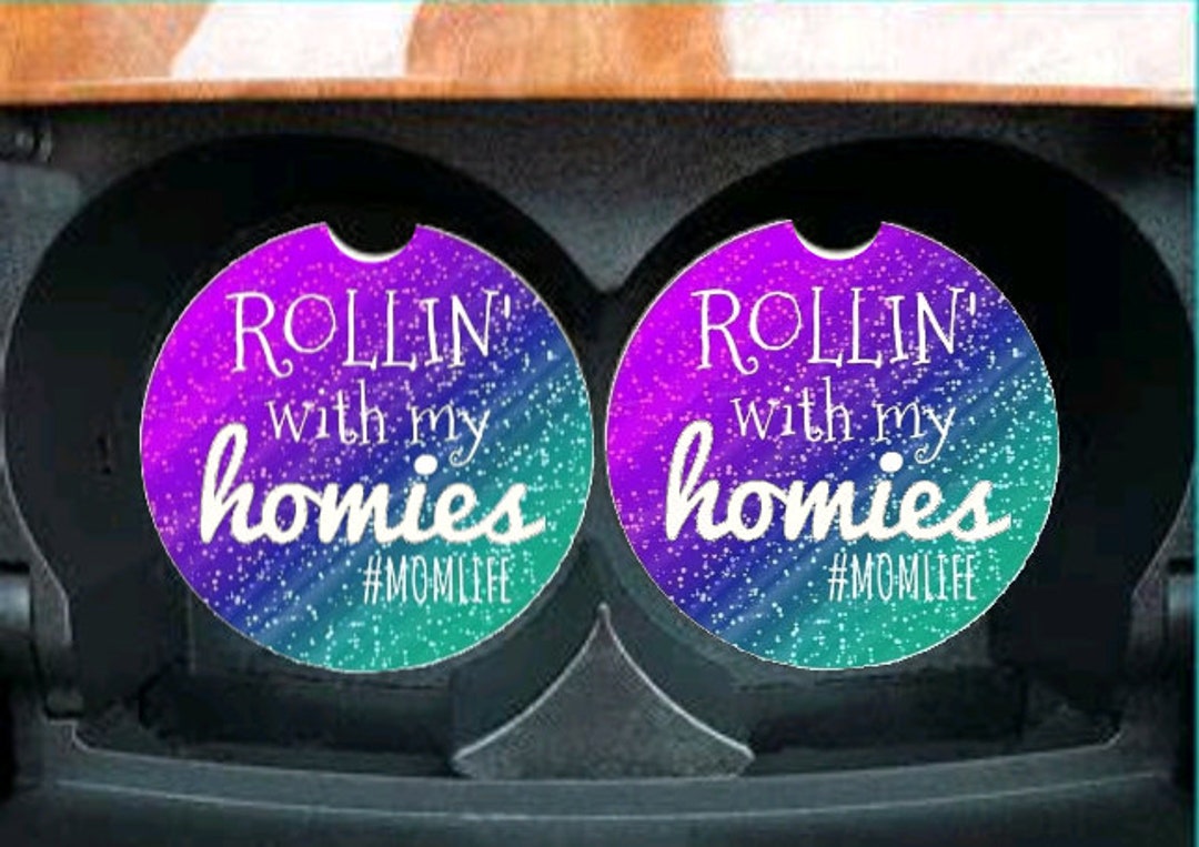 Rollin With My Homies momlife Pair of Car Coasters. Pink - Etsy
