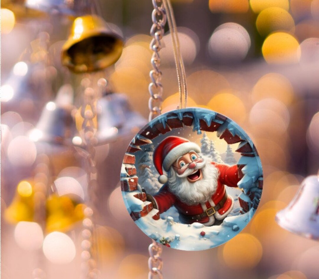 Santa Breaking Through a Brick Wall 3D Ornament. Double Sided. - Etsy