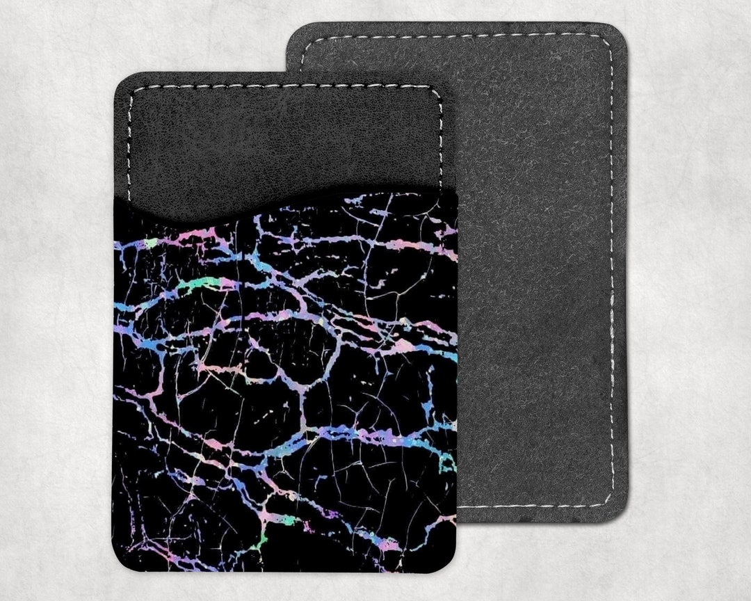 Black, Blue and Purple Crackle Design Card Phone Caddy for Credit Cards ...