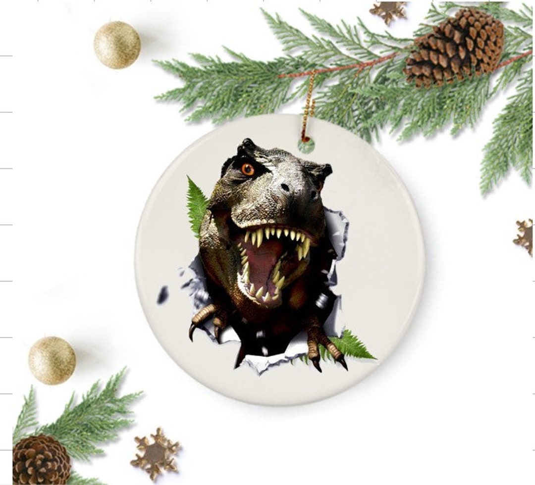 3D T-rex Dinosaur Head Breaking Through Ornament. Double Sided. - Etsy