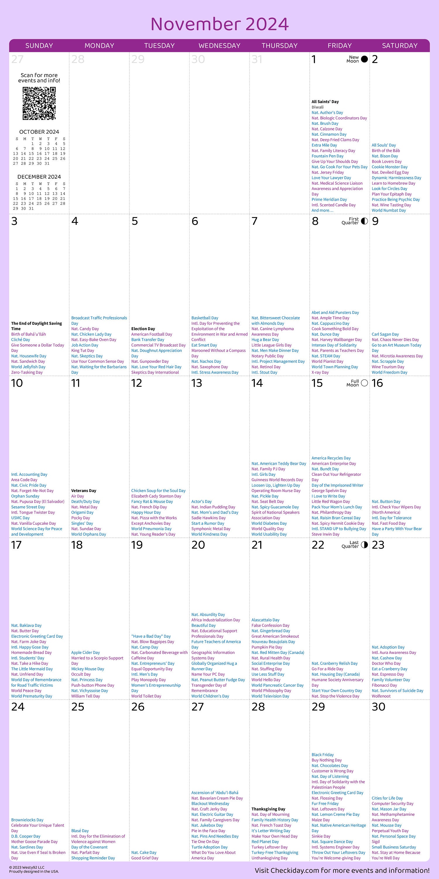 National Holiday Calendar 2024 Printable 4100 Events FREE Access to ...