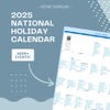 National Days Calendar Printable 2025 National Holidays Calendar Social ...