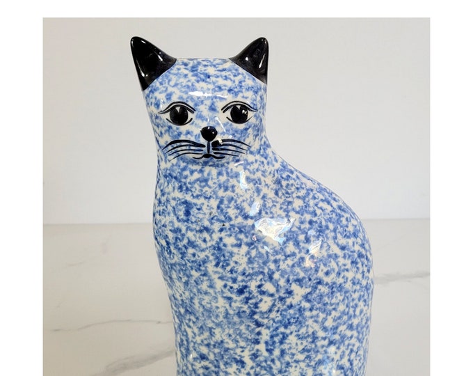 Blue Ceramic Cat - Etsy