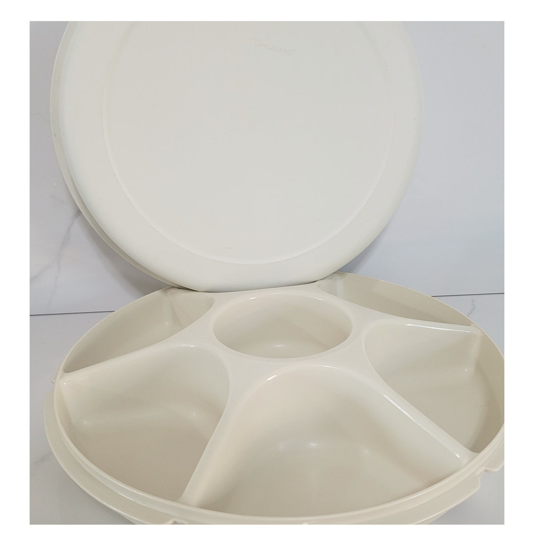 Vintage Tupperware Lidded Divided Serving Tray, 7 Sections Tupperware ...