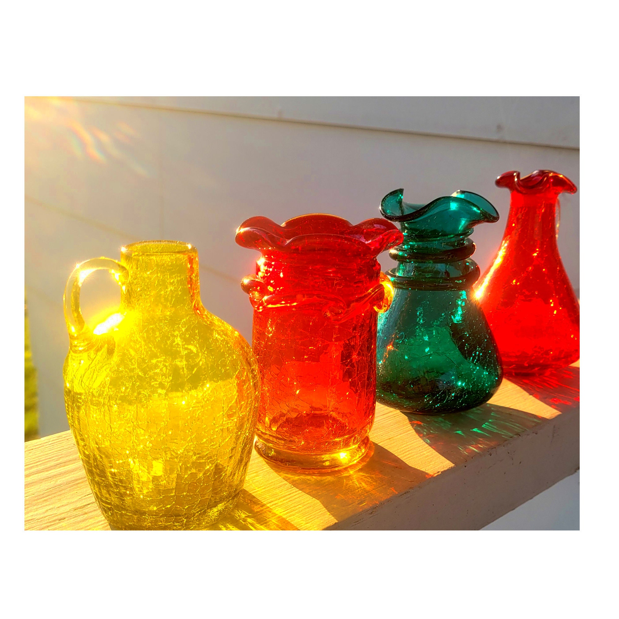 Amberina Crackle Glass Vase Mid-century Amberina Vase - Etsy