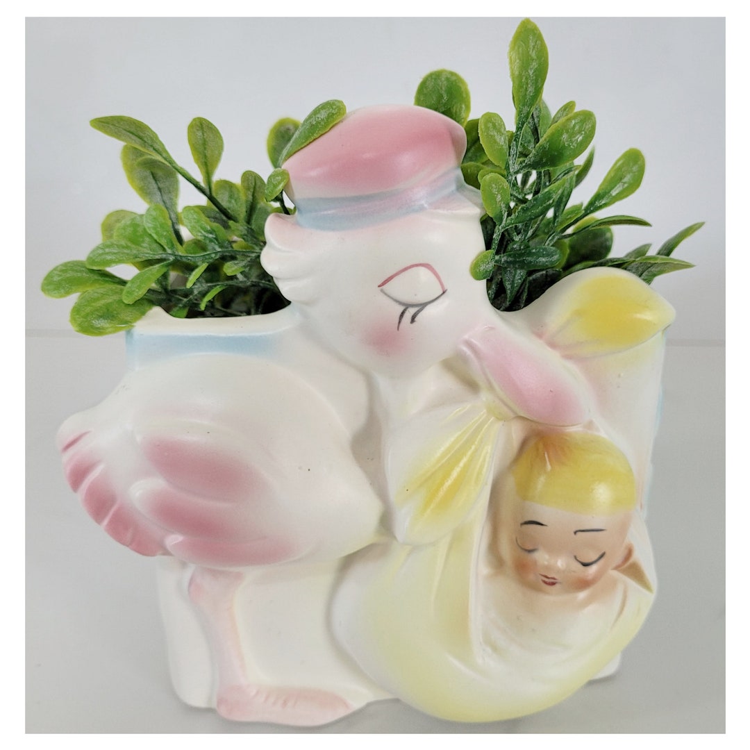 Vintage Indoor Planter, Stork and Baby Vintage Planter, Inarco Japan ...