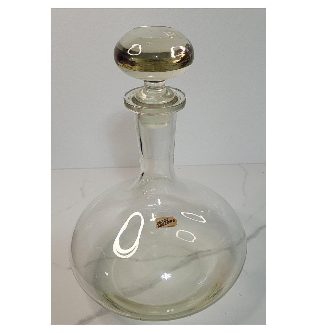 Vintage Glass Decanter With Lid Imported From Romania, Ship's Decanter ...