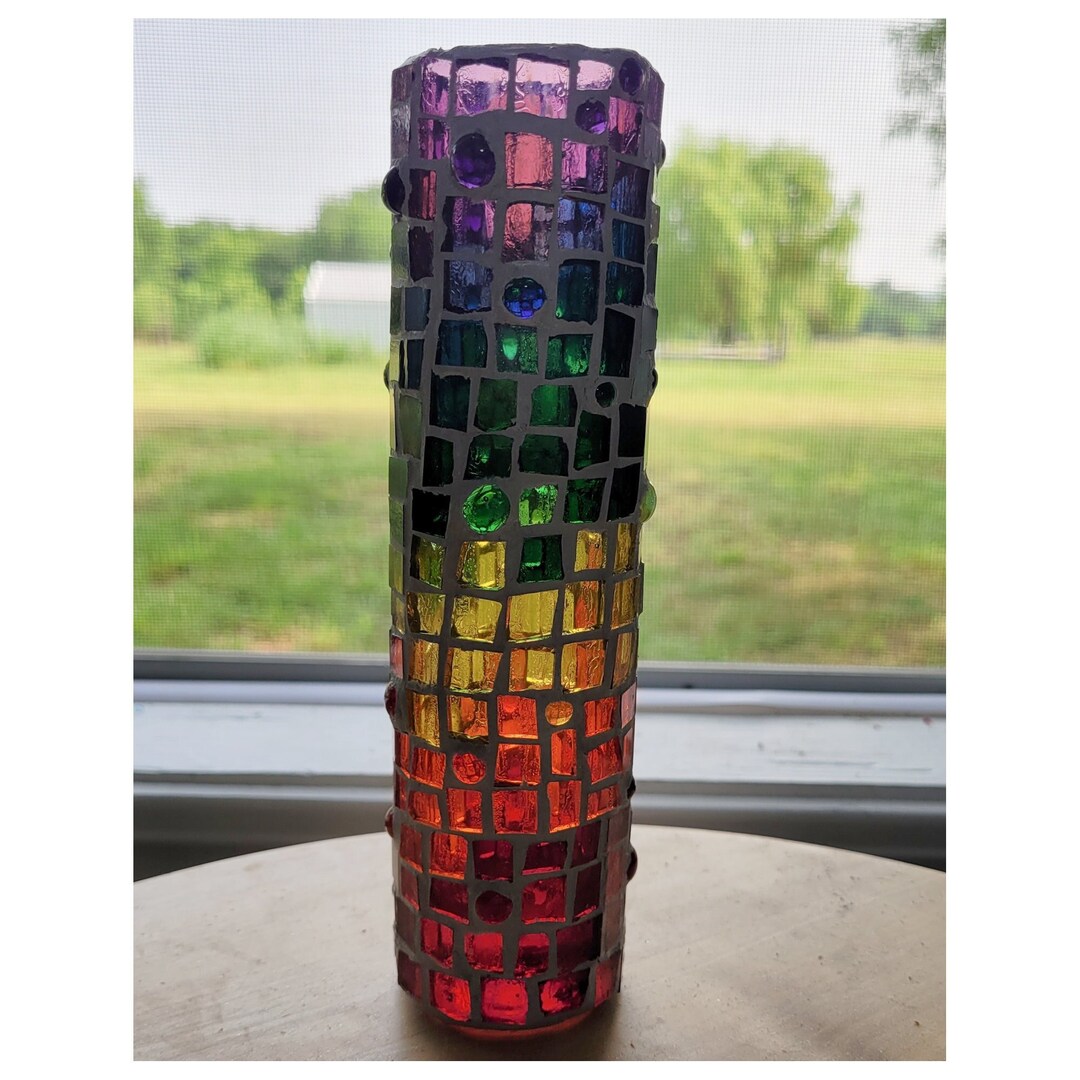 Rainbow Glass Bud Vase, Mosaic Art Boho Vase, Chakra Bud Vase, Pride Gift - Etsy
