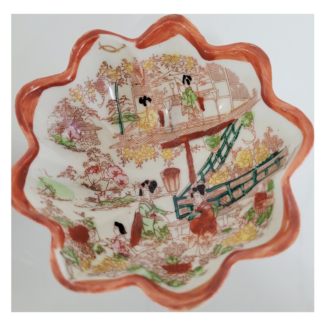 Pair 3 Footed Bowls, Kutani Sei Geisha Ware Porcelain Bowls, Japanese ...