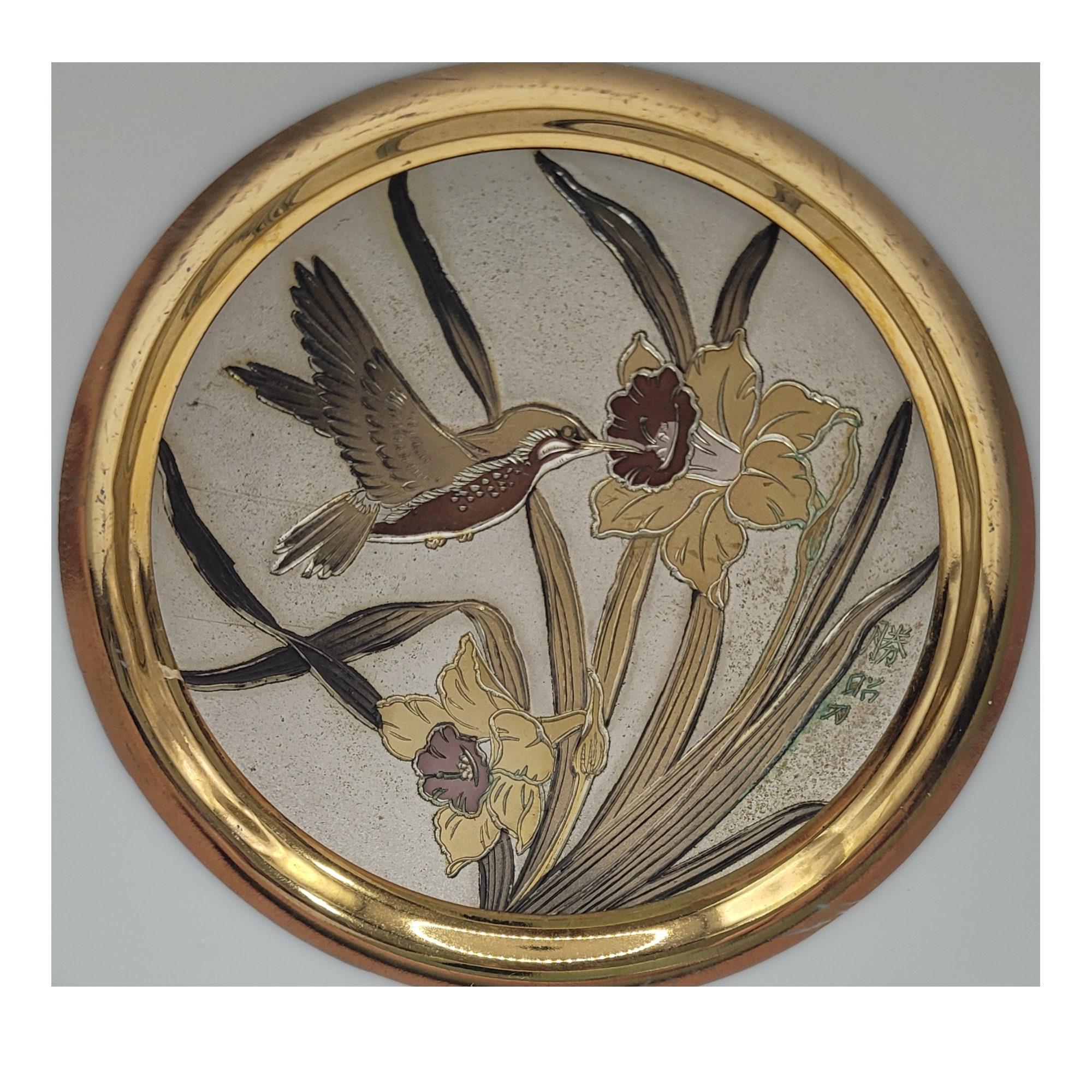 Chokin Art Hummingbird Plate, Porcelain and 24 Kt Gold Trimmed Japanese ...