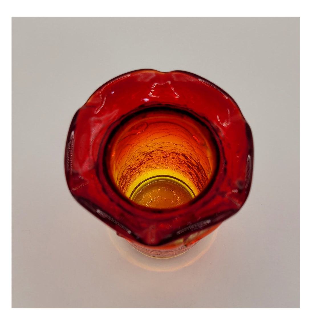 Amberina Crackle Glass Vase Mid-century Amberina Vase - Etsy
