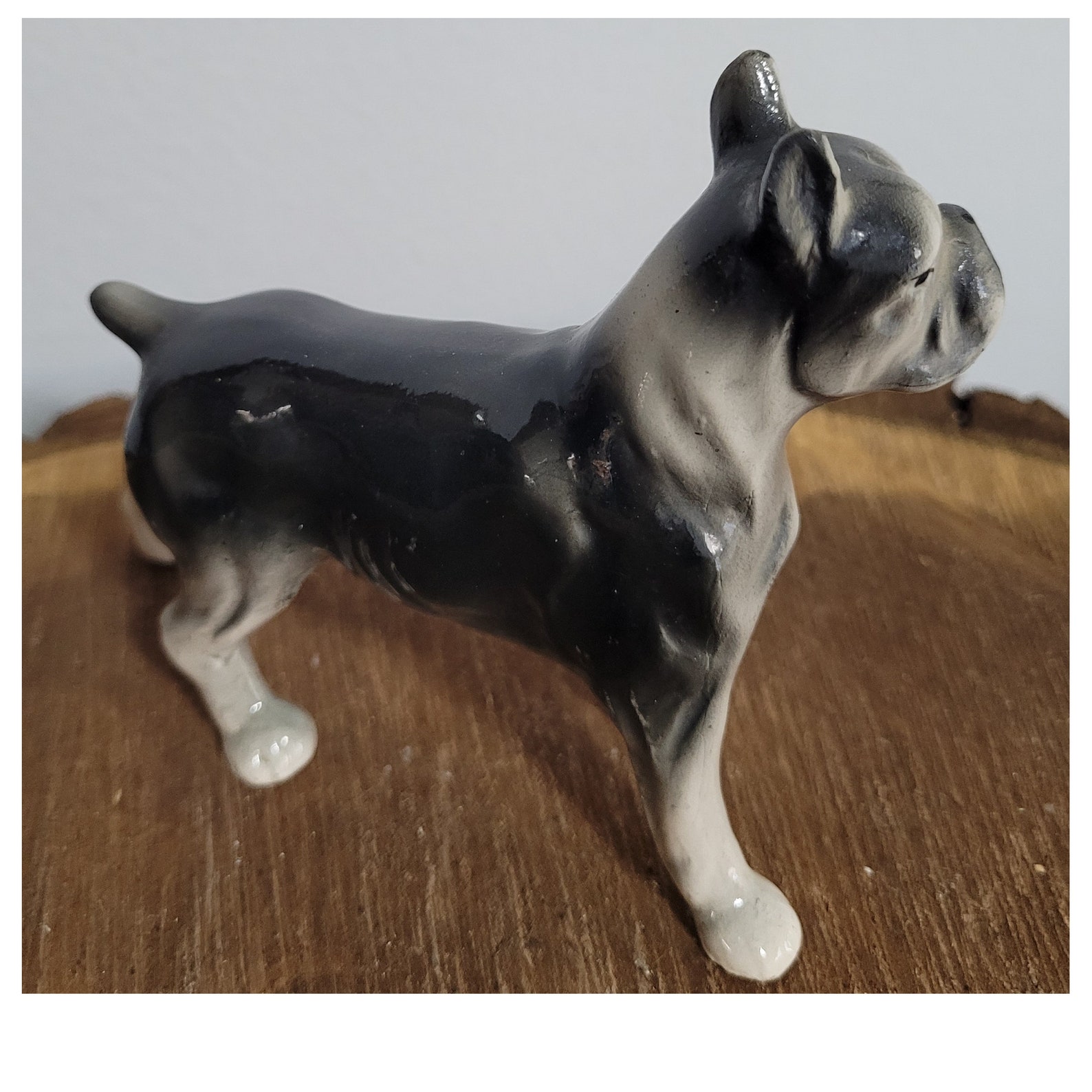 Vintage Porcelain Boxer Dog Figurine, Black and Tan Boxer, Japan Boxer ...