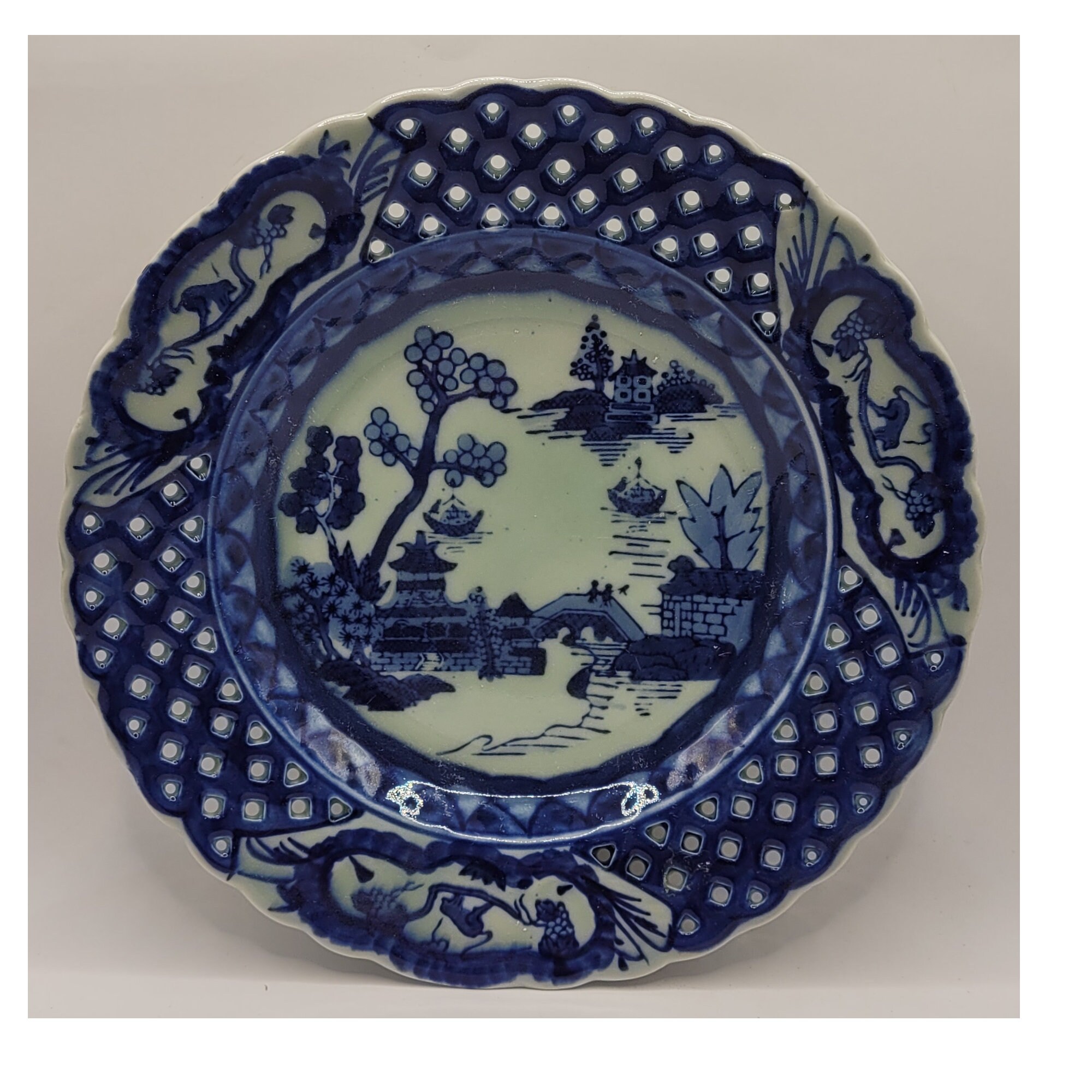 Antique Celadon and Blue Chinese Plates Scalloped Rim - Etsy