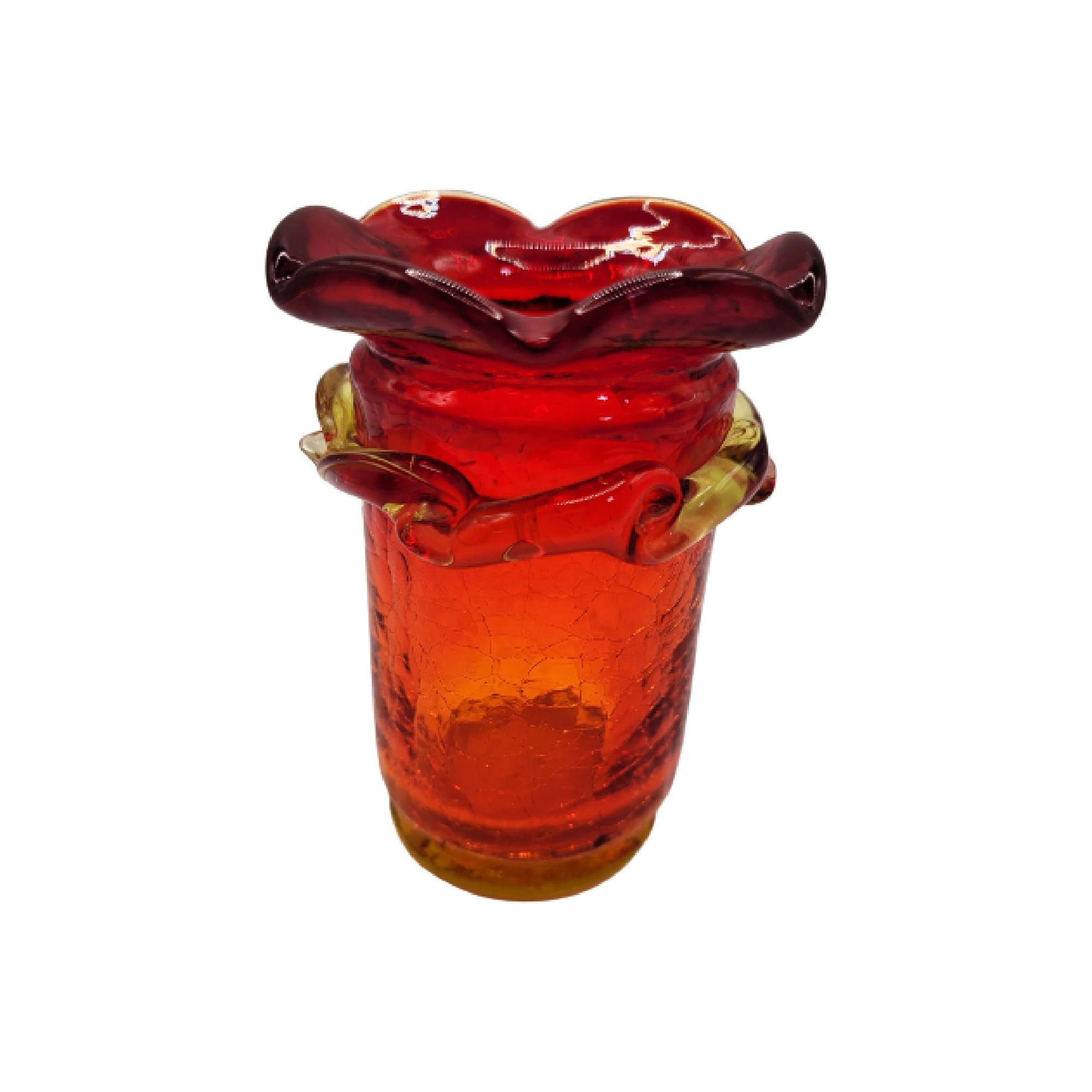 Amberina Crackle Glass Vase Mid-century Amberina Vase - Etsy