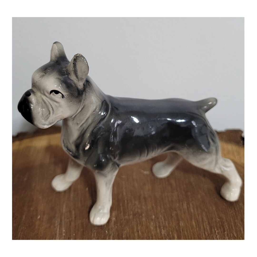 Vintage Porcelain Boxer Dog Figurine, Black and Tan Boxer, Japan Boxer ...