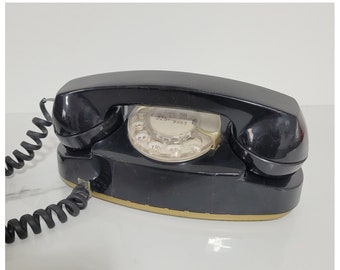 Black AT&T 80s Push Button Princess Phone/ Nice Analog Wall Mountable ...