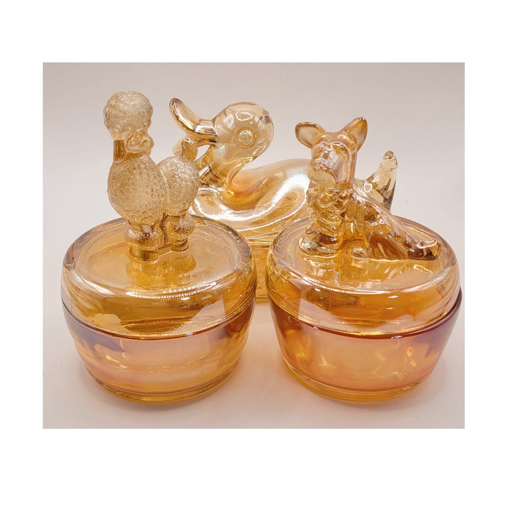 Vintage Jeanette Powder Jars Marigold Carnival Choice Scottie - Etsy