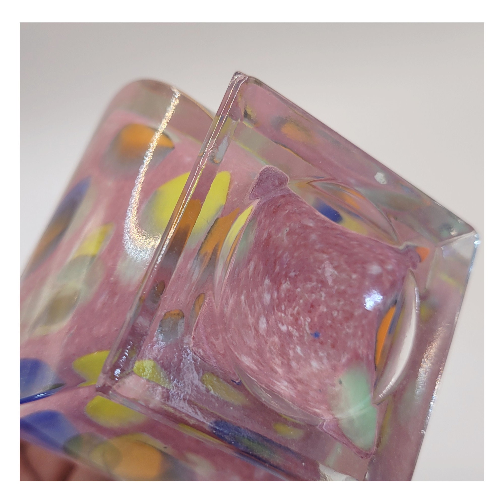 Murano Art Glass Vase Pink Confetti Glass Vase Murano - Etsy