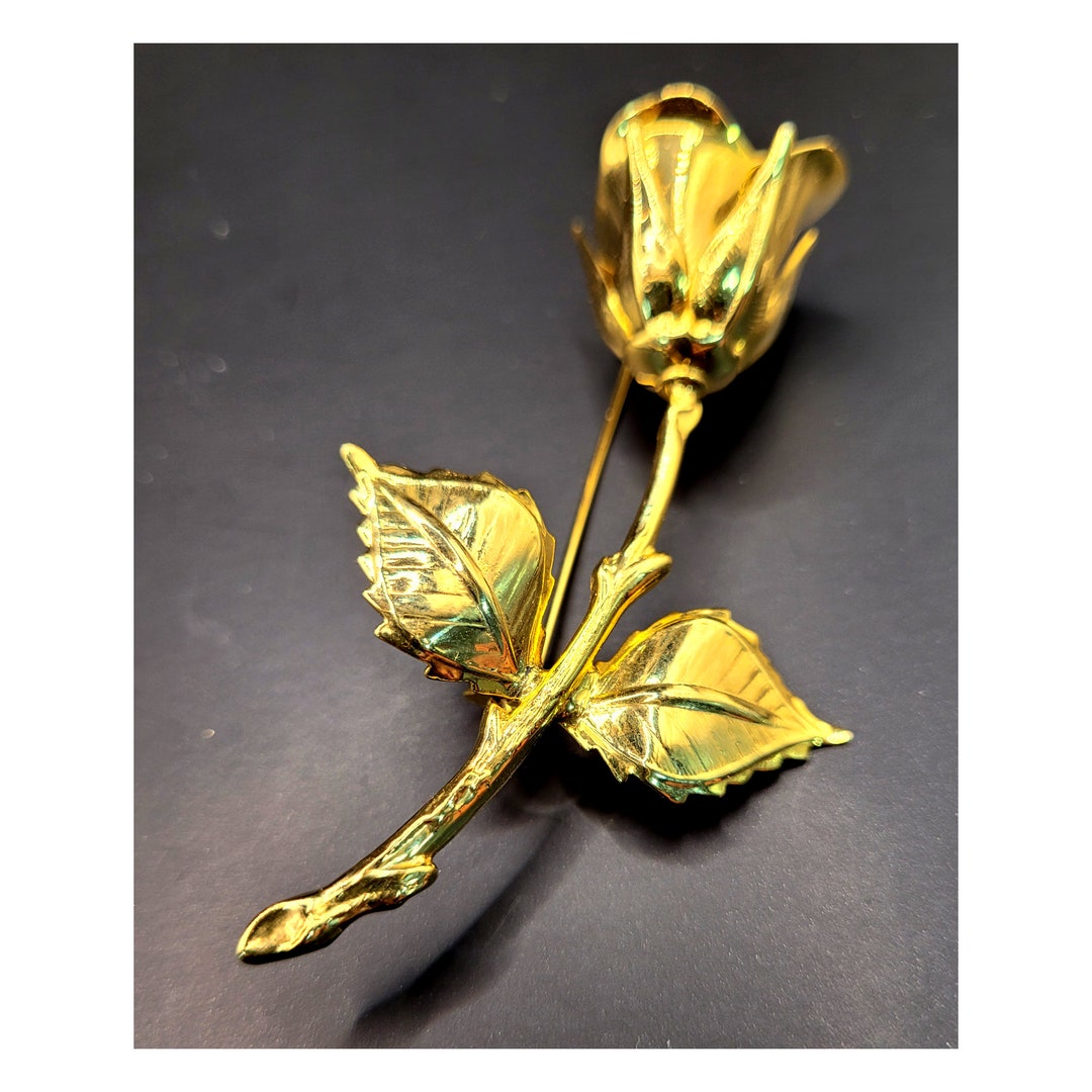 Vintage Gold Colored Rose Pin, 1950-60s Era Gold Rose - Etsy