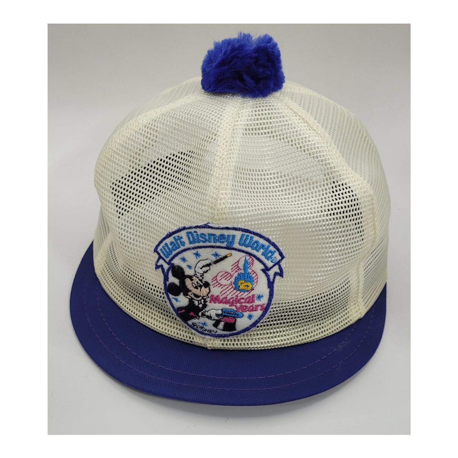 Vintage Disney Mesh Ball Cap, 20 Magical Years Hat White With Blue Rim ...