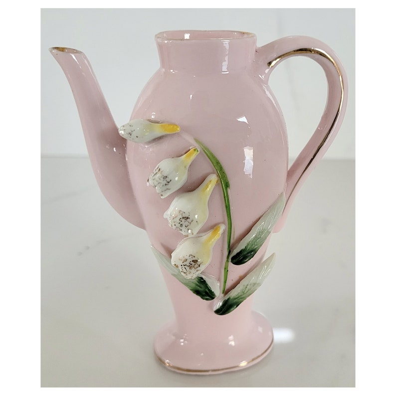 Vintage Pink Porcelain Miniature Pitcher, Ucagco Pitcher, Lily of the ...