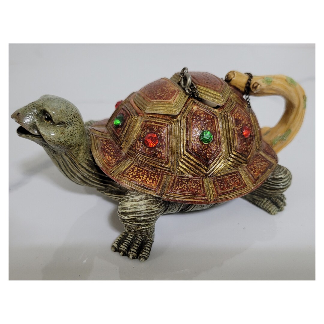 Vintage Turtle Trinket Box, Turtle Keepsake, Sahiba Turtle Box With Red ...