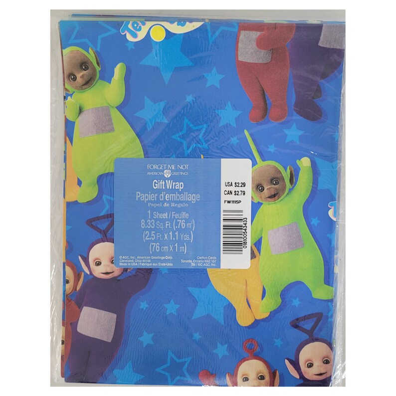 Vintage Teletubbies Gift Wrap, Forget Me Not by American Greetings ...