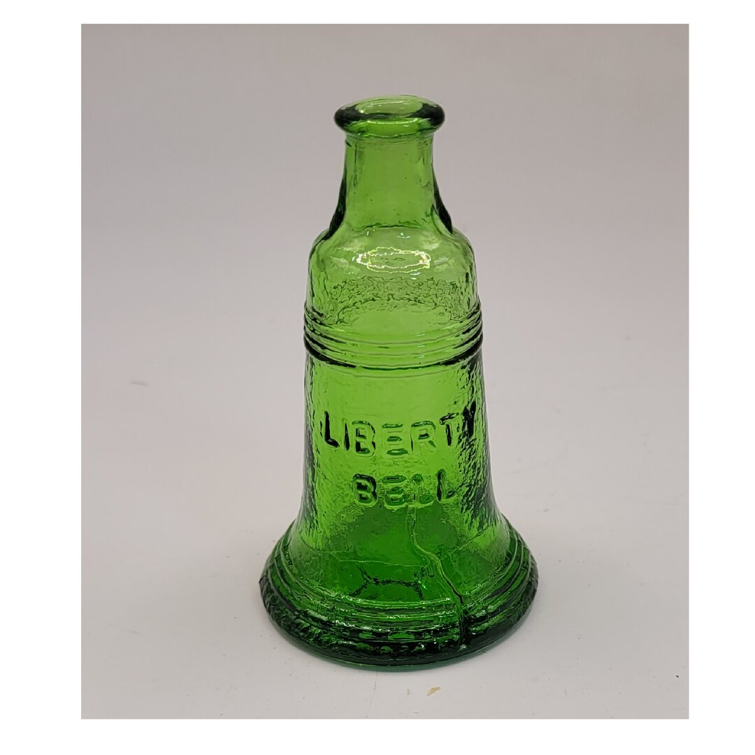 Small Green Liberty Bell Bottle, Wheaton Glass Green Bottle, Vintage ...