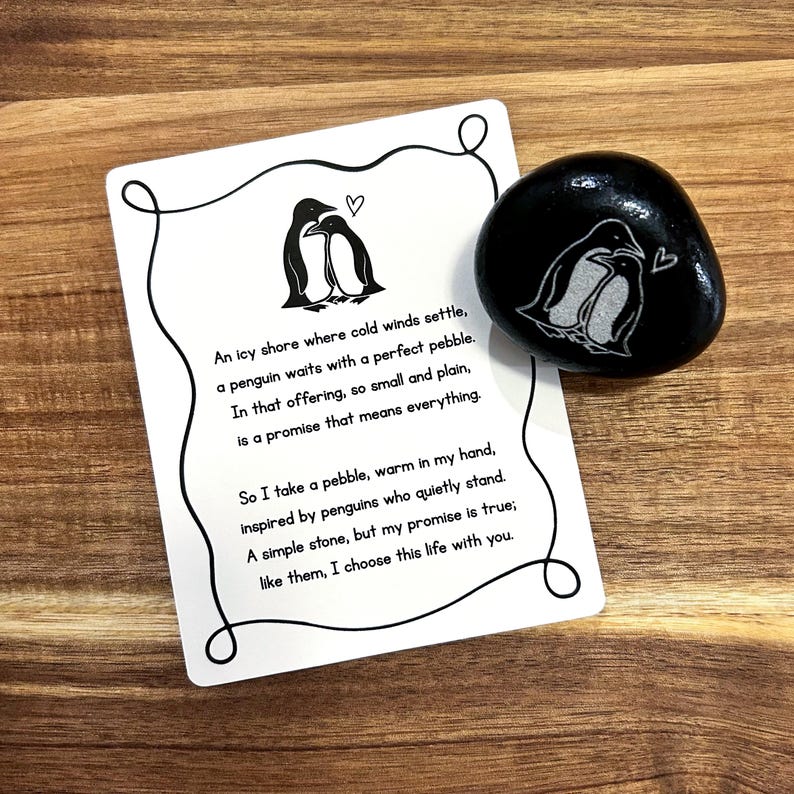 Penguin Love Pebble Engraved Stone Gift, Personalized River Rock ...