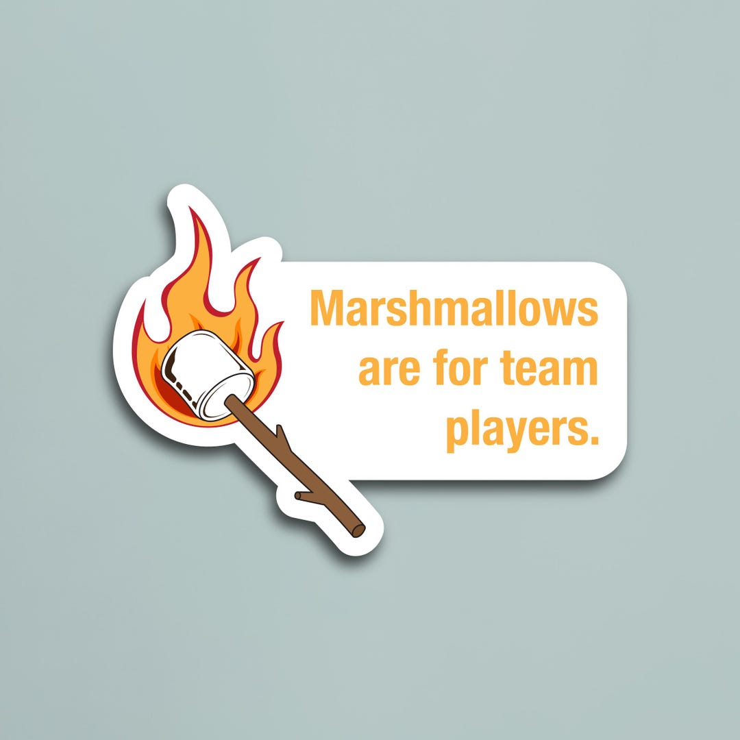 Team Player Marshmallow Kiss-cut Stickers, Fun Laptop Decals, Camping ...