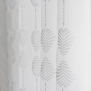 Pair of Silver Geometric Patterns Sheer Curtains Semi Sheer Window ...