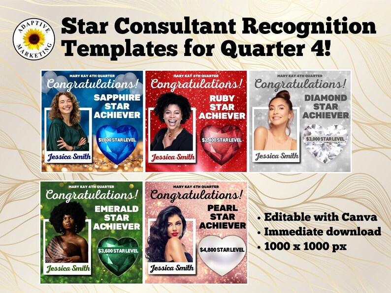Mary Kay Star Consultant Recognition Templates, Quarter 4, Canva ...