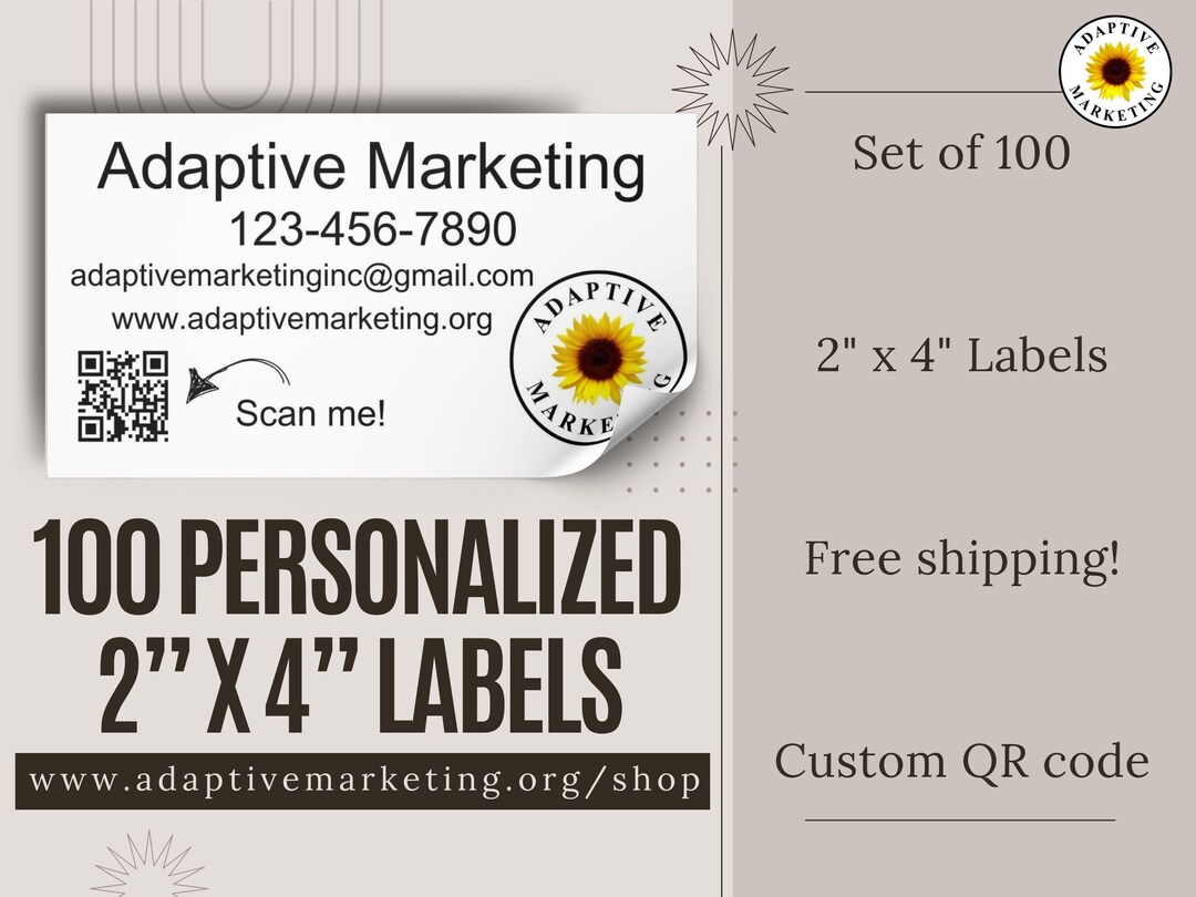 100 Personalized 2” X 4” Labels | Personalized Labels | QR Code Labels ...