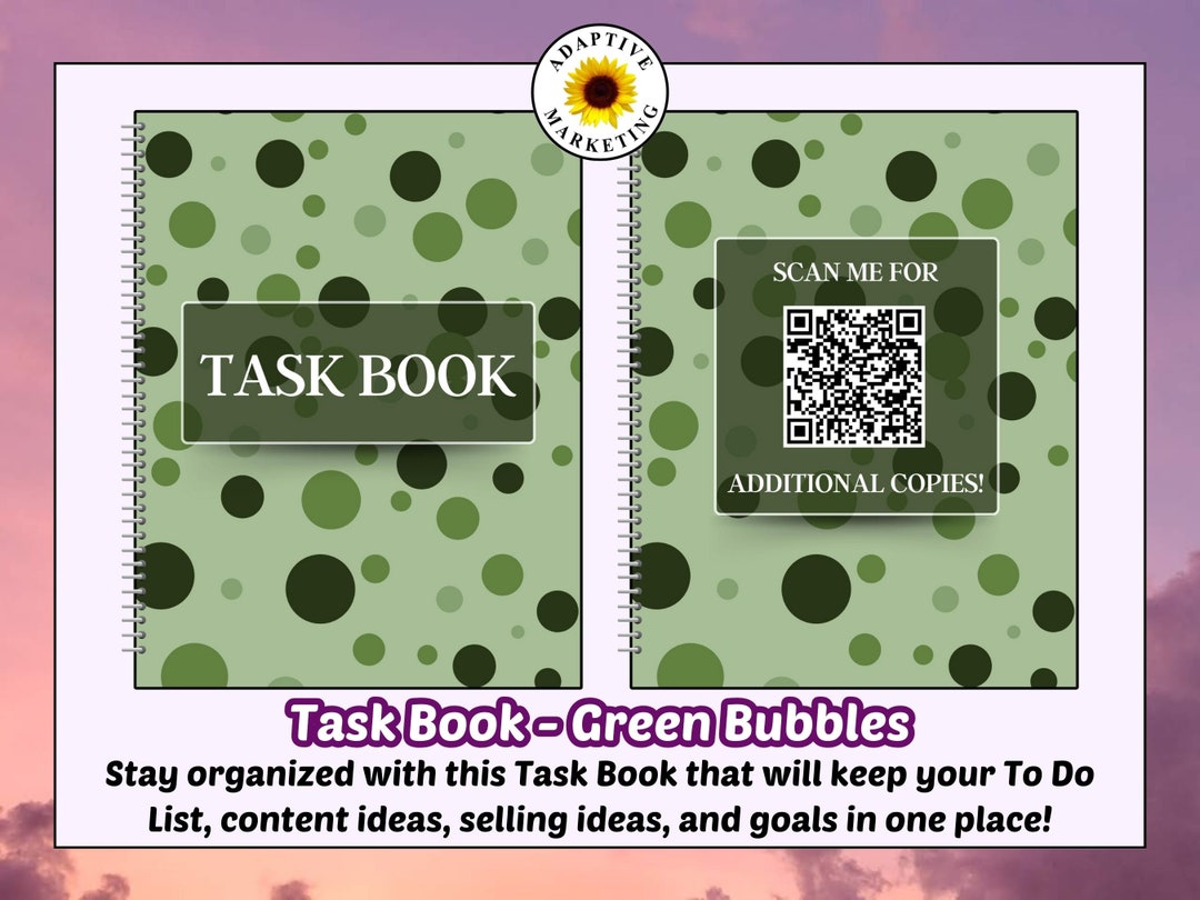 Task Book Green Bubbles Instant Download Productivity and - Etsy