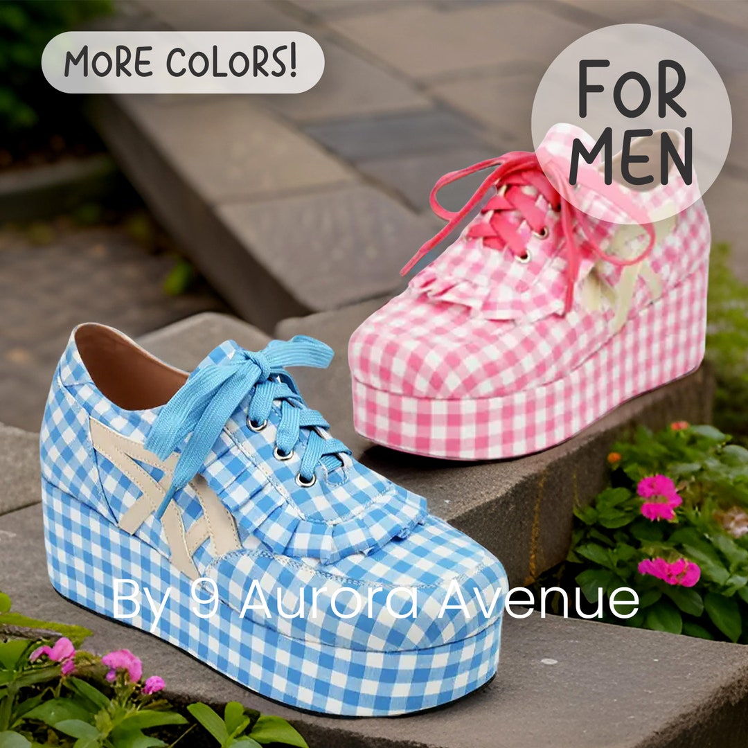 Plaid Lolita Shoes for Men, Girly Platform Lace up Crossdresser Shoes ...