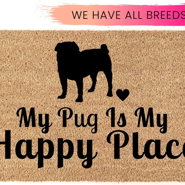 Pug Welcome Mat - Etsy