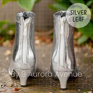 Metallic Silver Gold Ankle Length Boots for Men With Pointed Toe Kitten ...