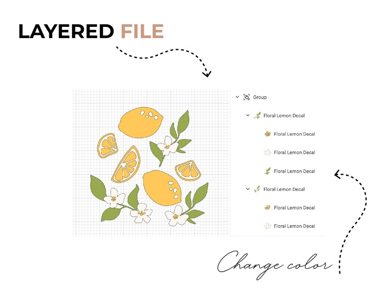 FLORAL LEMON SVG File for Cricut Lemon Svg Cut File Lemon - Etsy