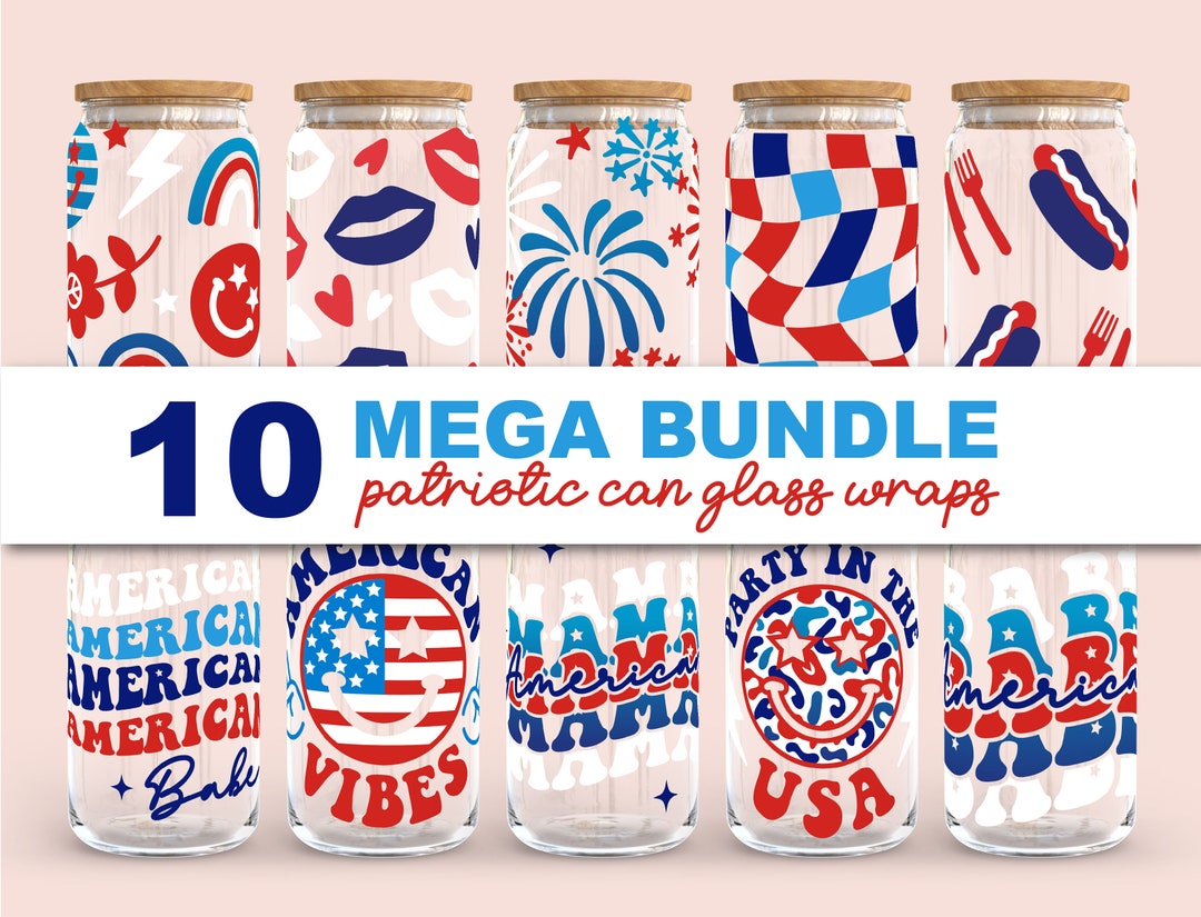 4th of July MEGA BUNDLE, Patriotic Can Glass Wrap Bundle, 4th of July ...