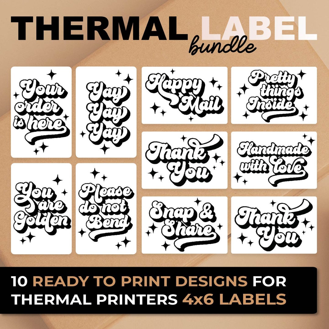 Packaging Thermal Printer Labels, Happy Mail Sticker Bundle, Small ...