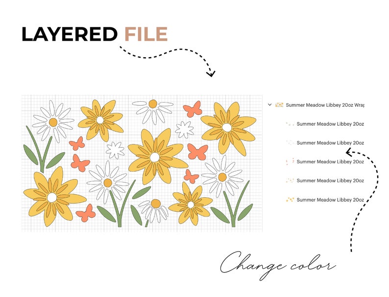 SUMMER MEADOW 20 Oz Can Glass Wrap Svg, Floral Libbey Full Wrap Svg ...