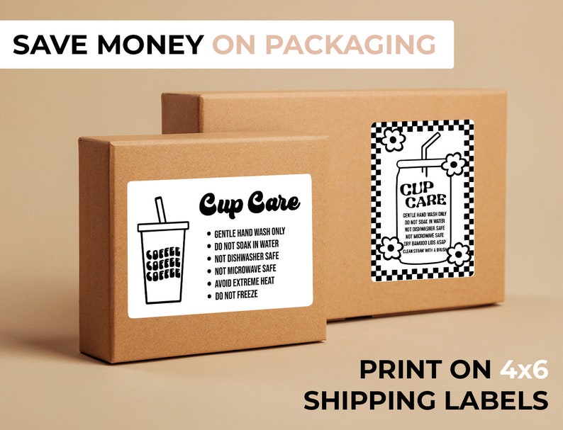 RETRO Can Glass Cup Care PNG Thermal Printer Labels Cup - Etsy