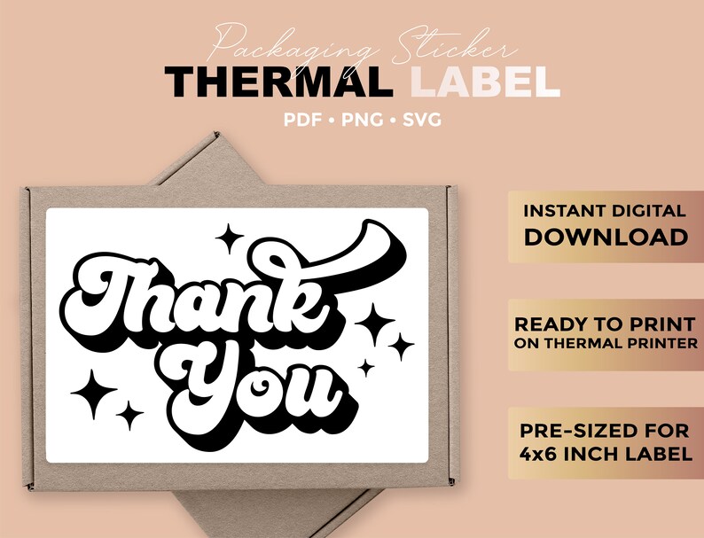 Thank You Thermal Printer Label Thank You Sticker for | Etsy